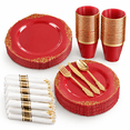 175red Plastic Plates Disposable Party For 25 Guests - Walmart.com