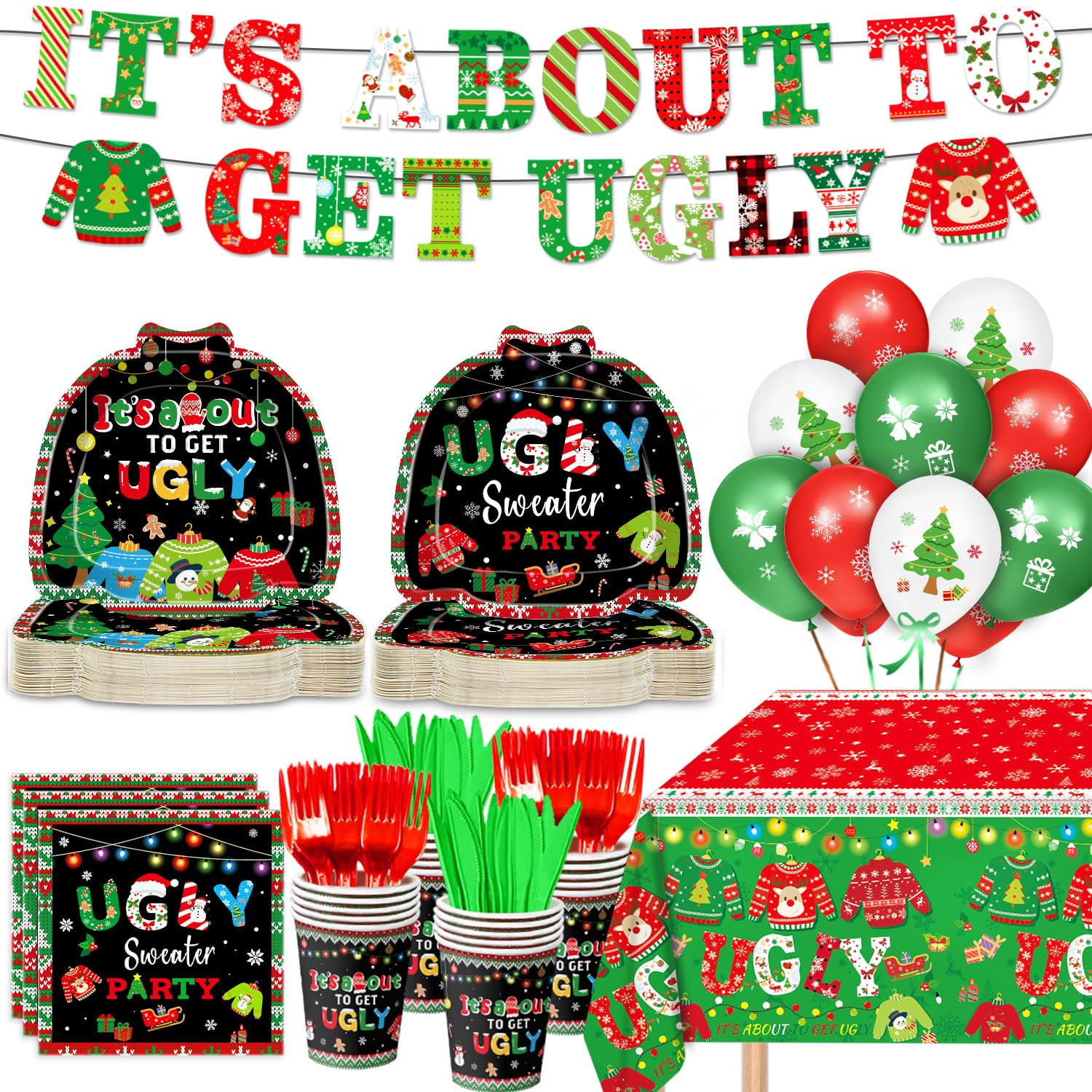 176 PCS Ugly Sweater Party Decorations - Ugly Sweater Decorations Set ...