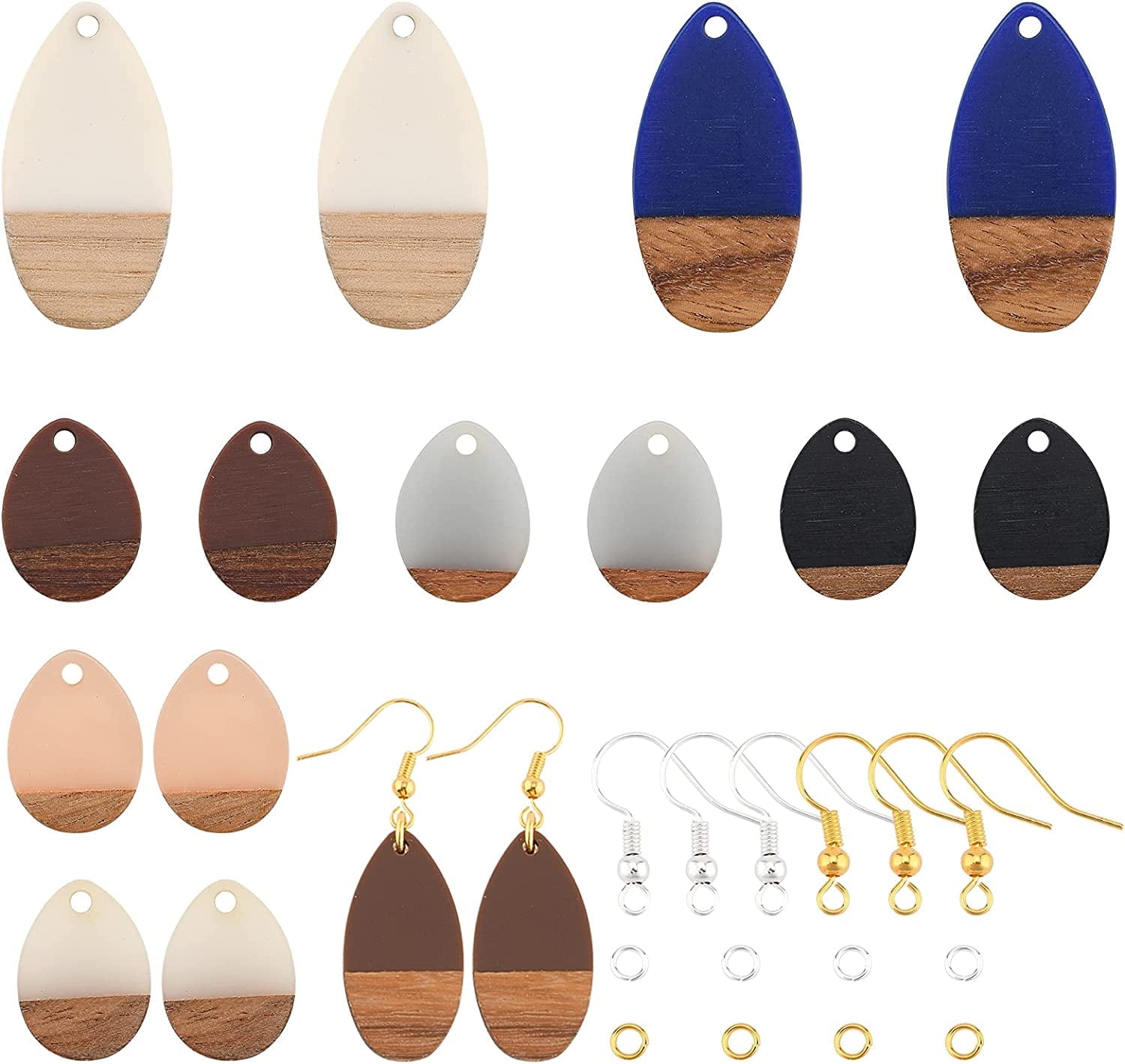 176 Pieces Dangle Earring Making Kits Wood Teardrop Earring Pendant for ...