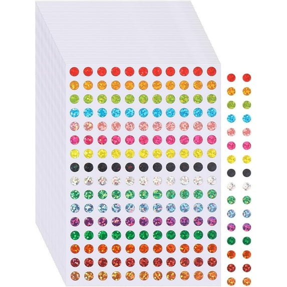 1760Pcs Film Self-Adhesive Decorative Stickers Round Mixed Color 142 ...