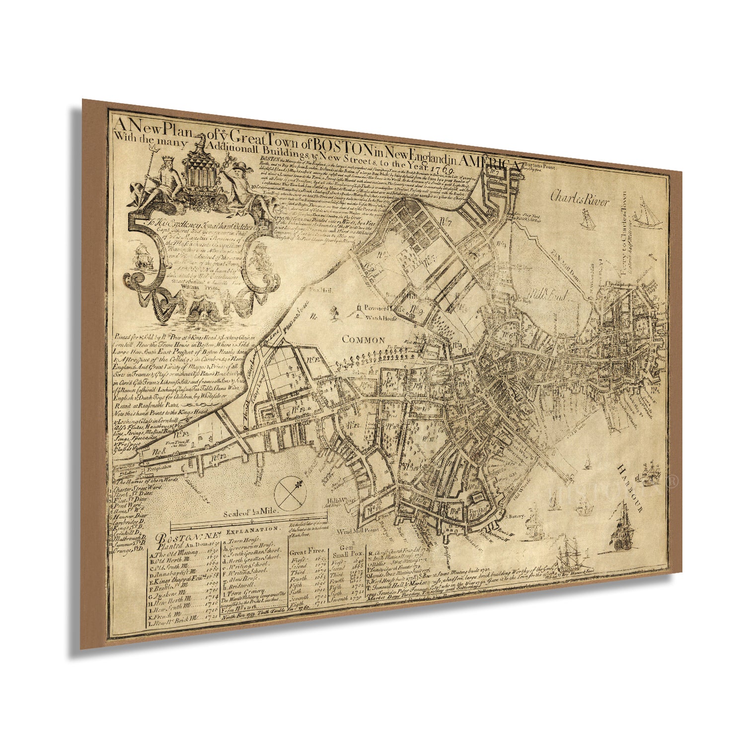 1769 Map of Boston Massachusetts - Vintage Map Wall Art - Vintage ...