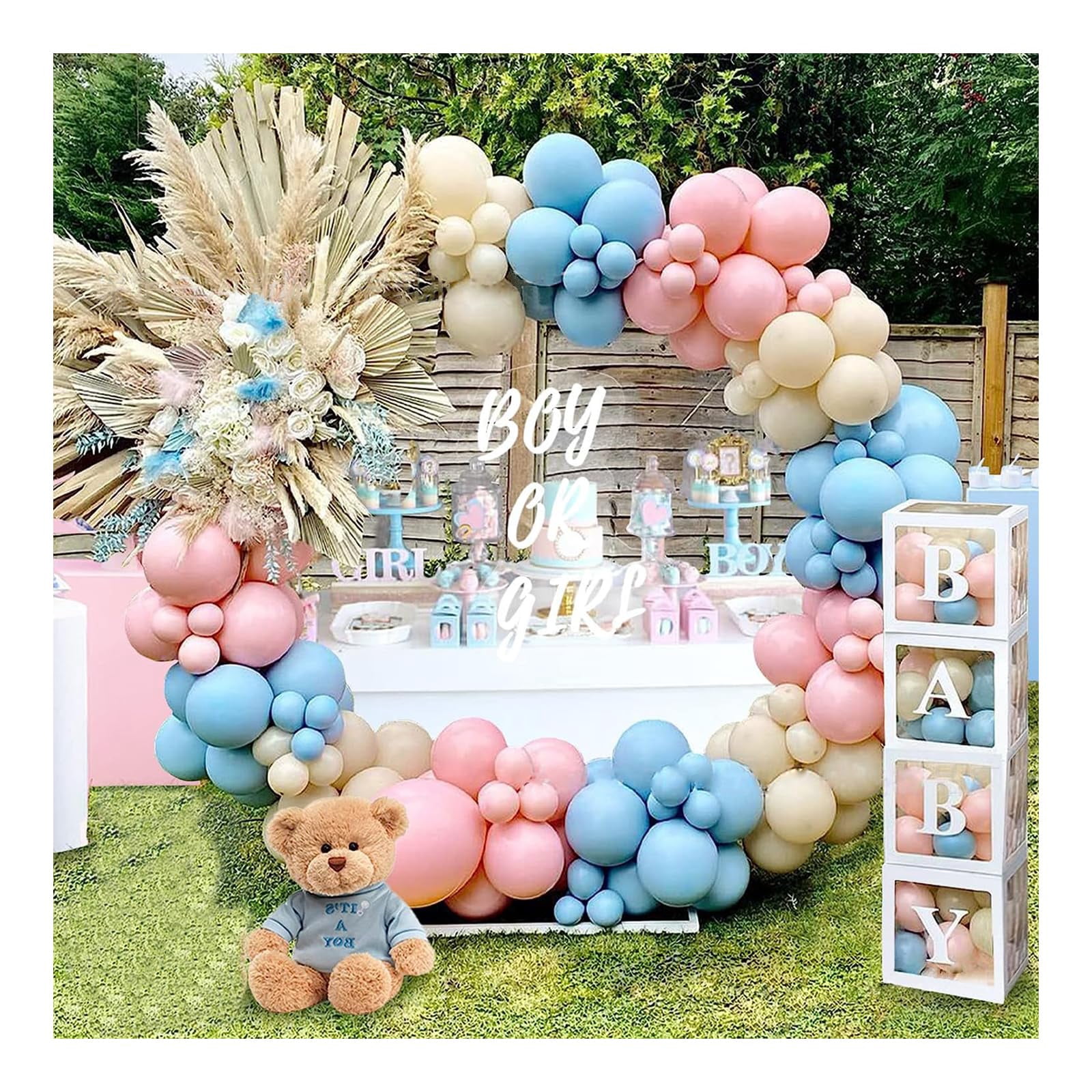 176pcs Gender Reveal Balloon Garland Arch Kit with Pink and Blue ...