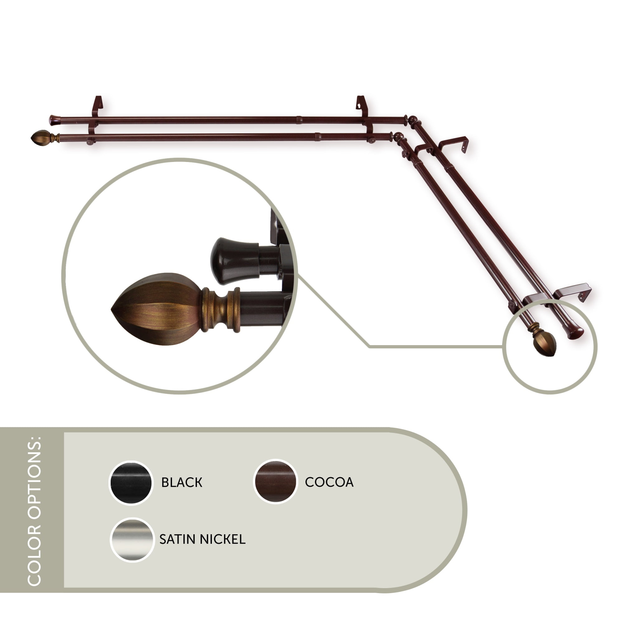 177" Brown Contemporary Corner Window Double Curtain Rod - Walmart.com