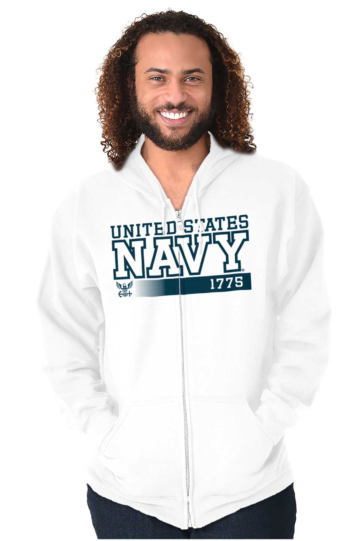 United States Navy Anchor Logo 1775 Unisex Plus Size Zip Hoodie Brisco ...