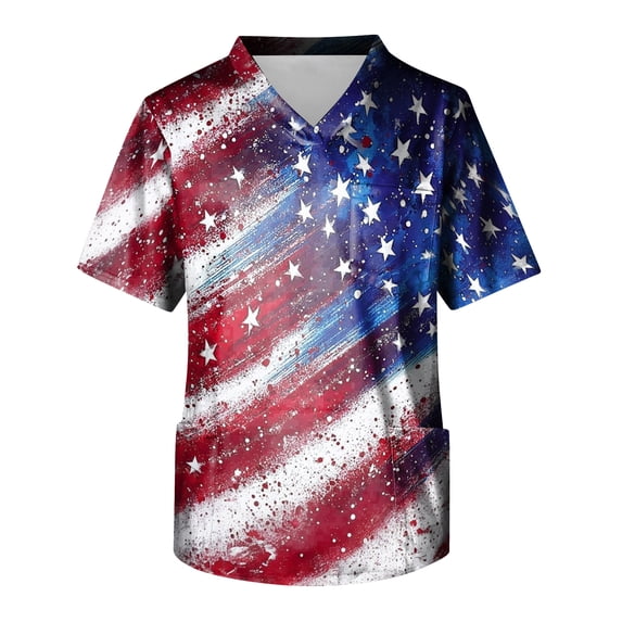 1776-2026 250th Anniversary USA Scrubs for Men 4th of July V-Neck Tunic ...