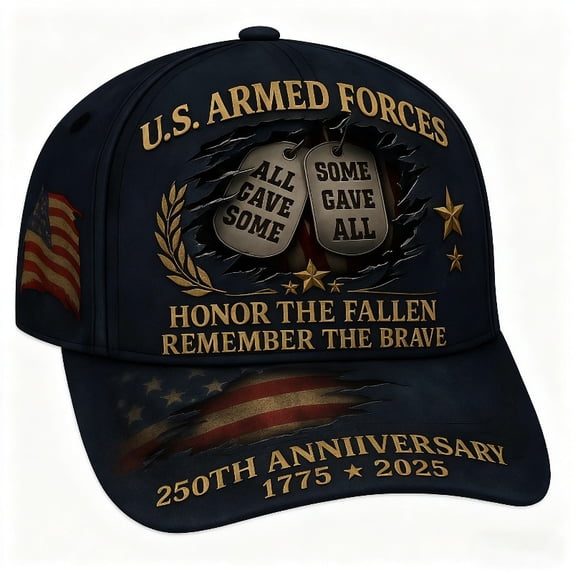 1776-2026 250th Dual Army Navy Memorial Cap Patriotic Navy Eagle Army ...