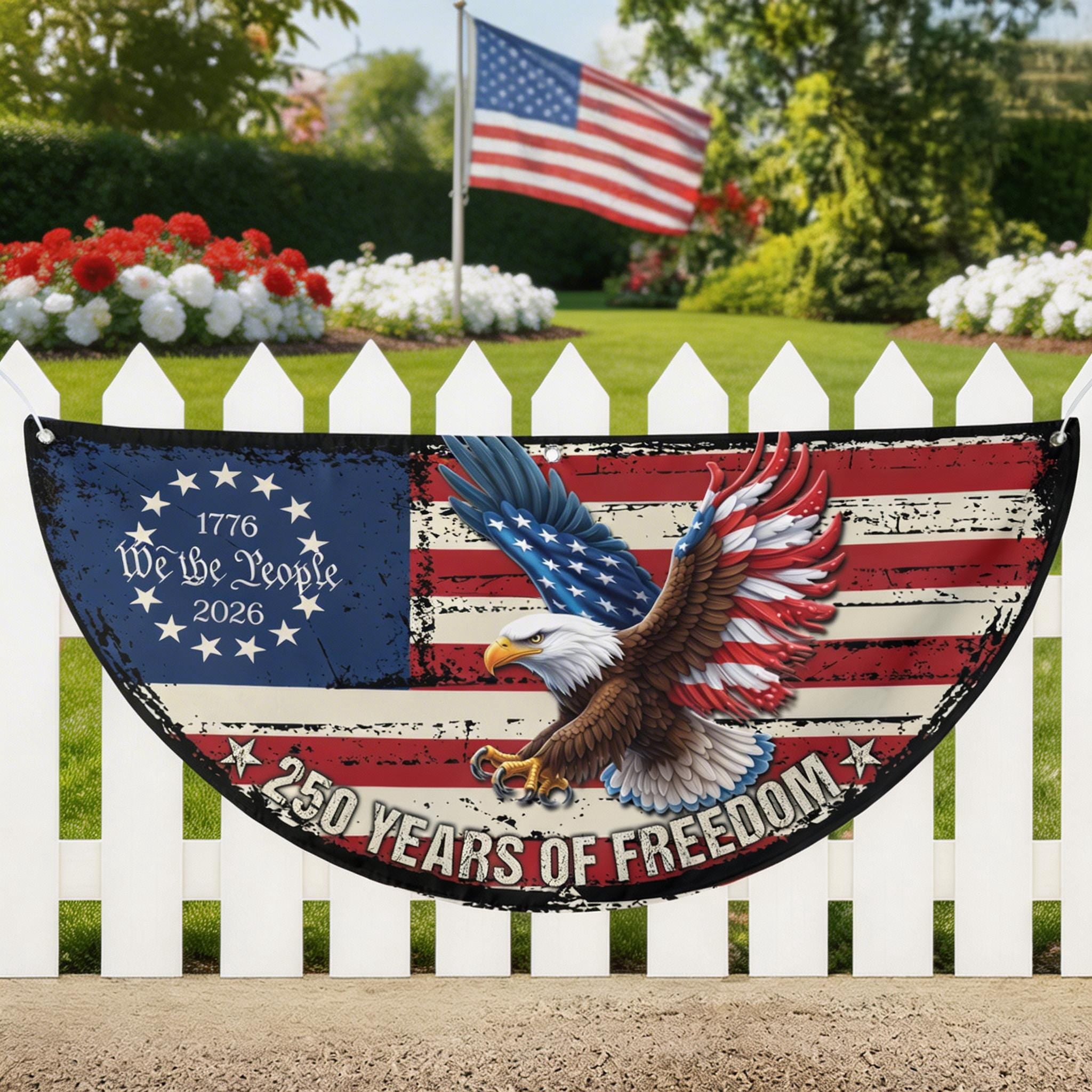 1776-2026 America 250 Years Fan Flag, Patriotic Eagle Outdoor Flag ...