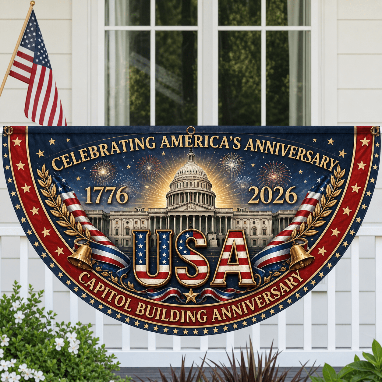 1776 2026 America 250th Anniversary Flag Capitol Building Patriotic USA ...