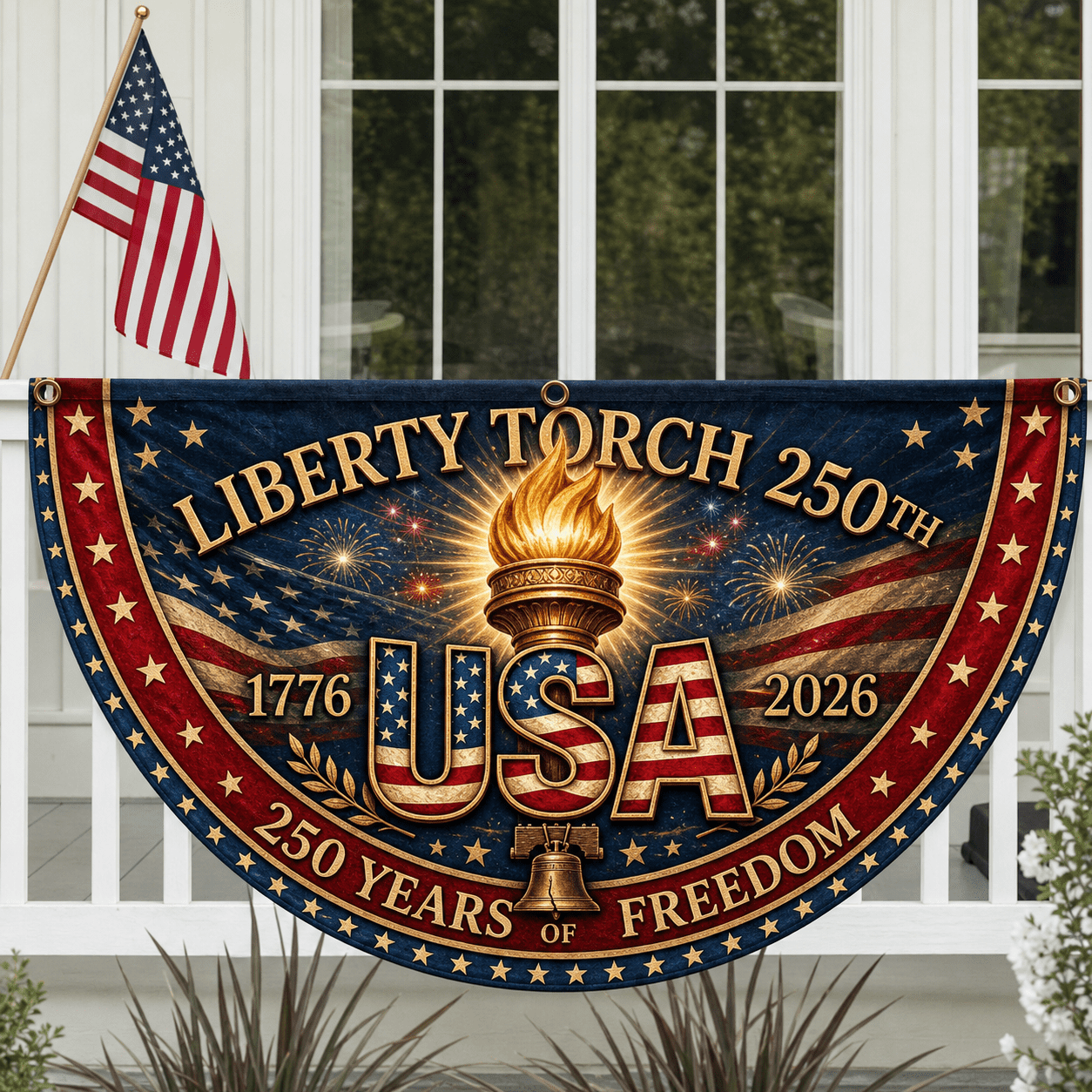 1776 2026 America 250th Anniversary Flag Liberty Torch USA Patriotic ...