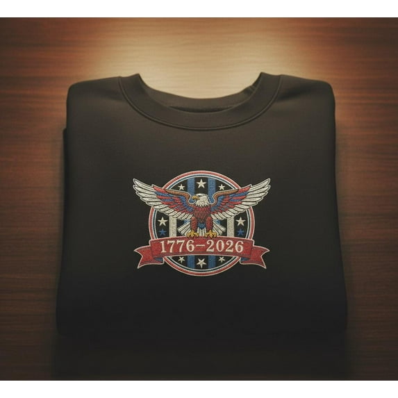 1776–2026 Eagle Anniversary Sweatshirt with Patriotic Stars Circle ...