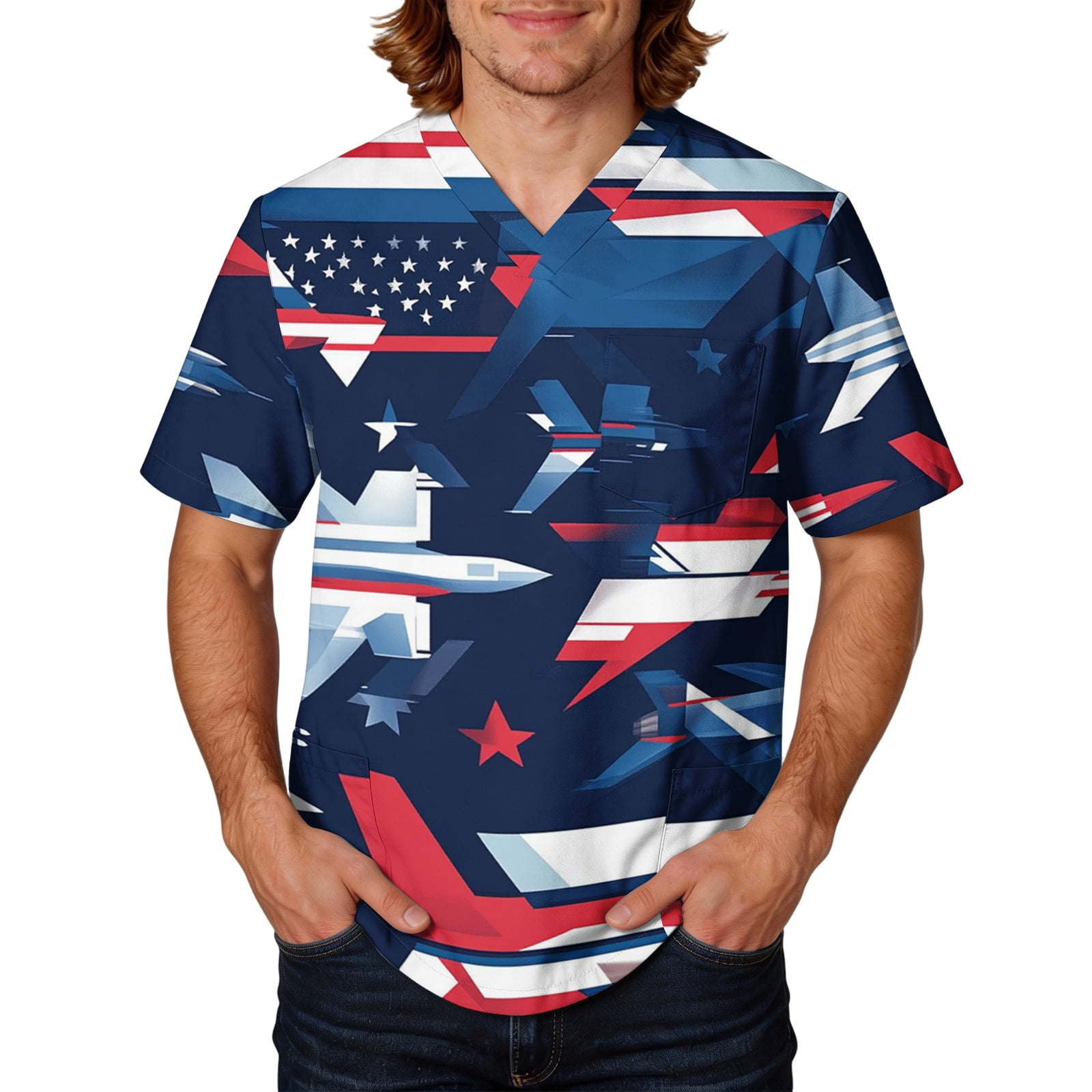 1776-2026 Men's 250th Anniversary USA Scrubs Healthcare Top, 4th of ...