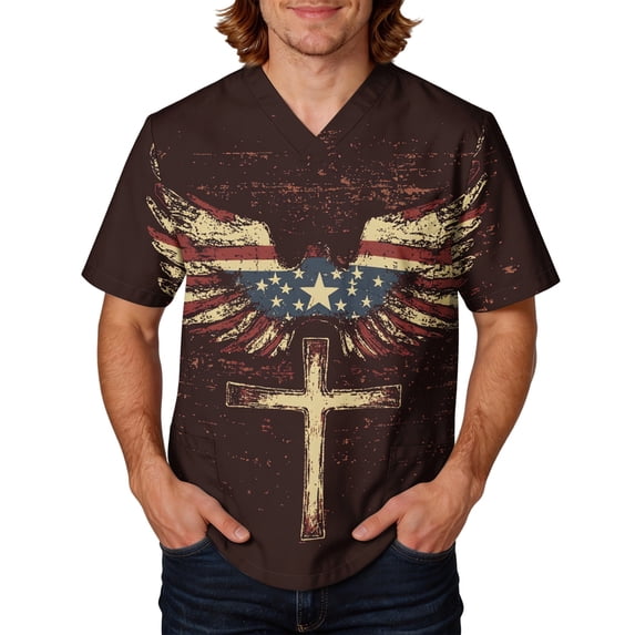 1776-2026 Men's 250th Anniversary USA Scrubs Healthcare Top, 4th of ...