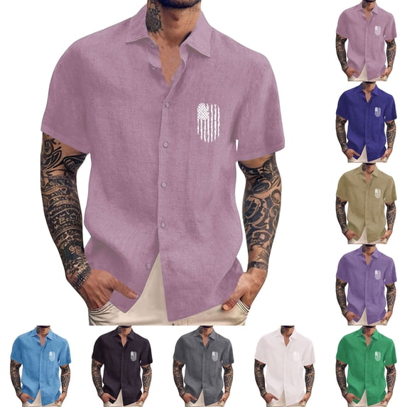 1776-2026 Men's Button Down Shirt Usa 250 Short Sleeve Breathable Men's ...
