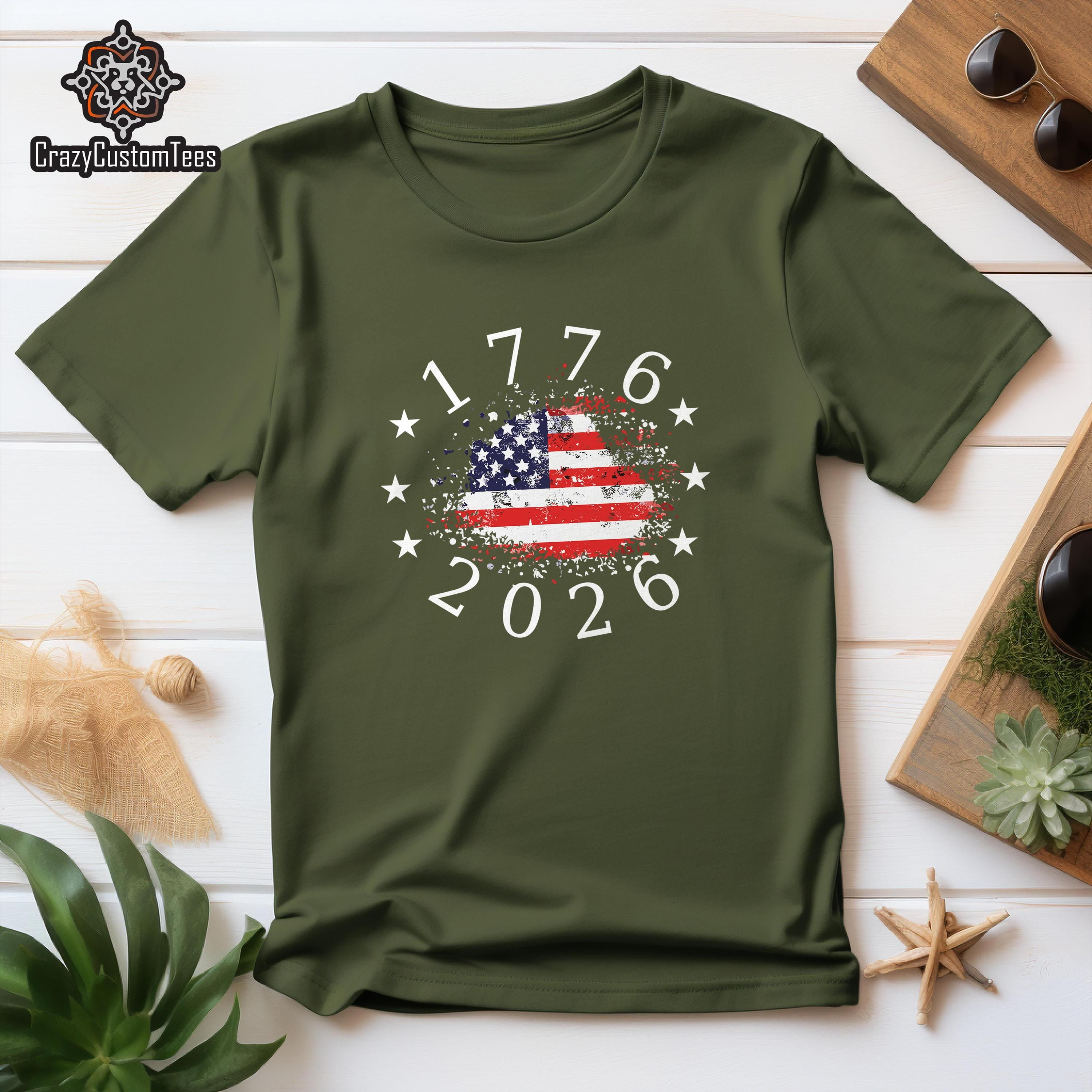 1776–2026 Patriotic T-Shirt, USA Flag Semiquincentennial Tee, 250th ...