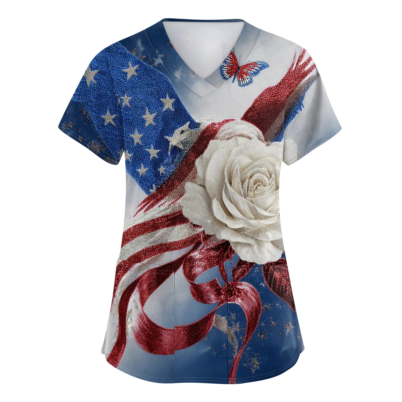 1776-2026 Scrub Tops for Women 250th Anniversary USA Short Sleeve Vneck ...
