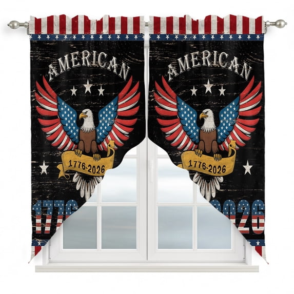 1776-2026 Swag Valances for Windows 2 Pack July 4th American Bald Eagle ...
