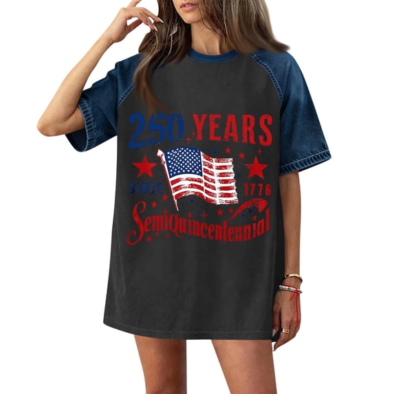 1776-2026 Tops Women Usa Flag American Flag Short Sleeve V Neck Blouse ...