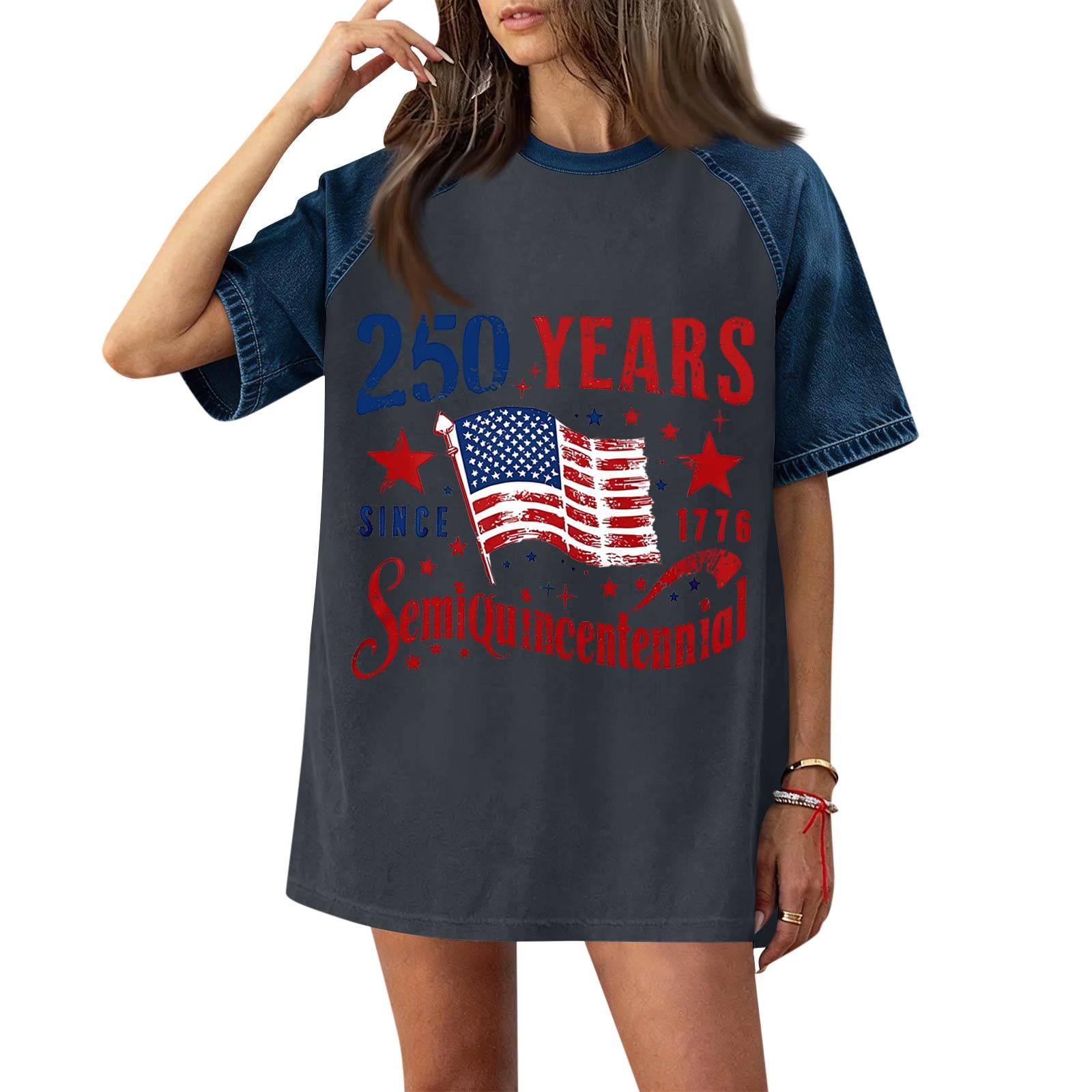1776-2026 Tops Women Usa Flag American Flag Short Sleeve V Neck Blouse ...