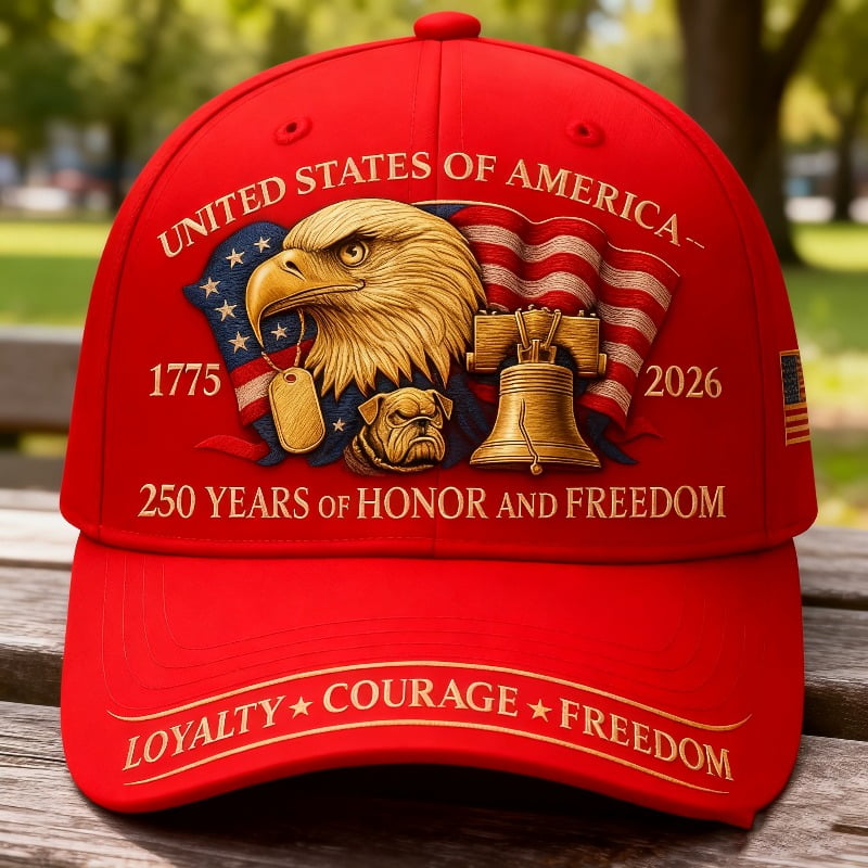 1776-2026 USA 250th Anniversary Cap - Embellished Eagle & 50 Stars Flag ...