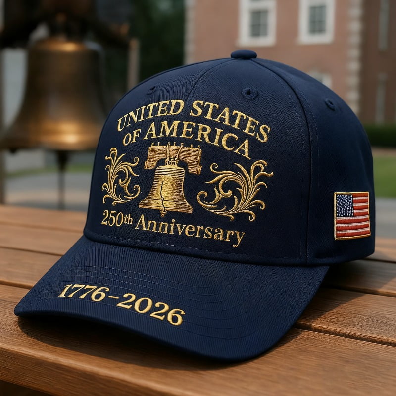 1776-2026 USA 250th Anniversary Cap - Embellished Eagle & 50 Stars Flag ...