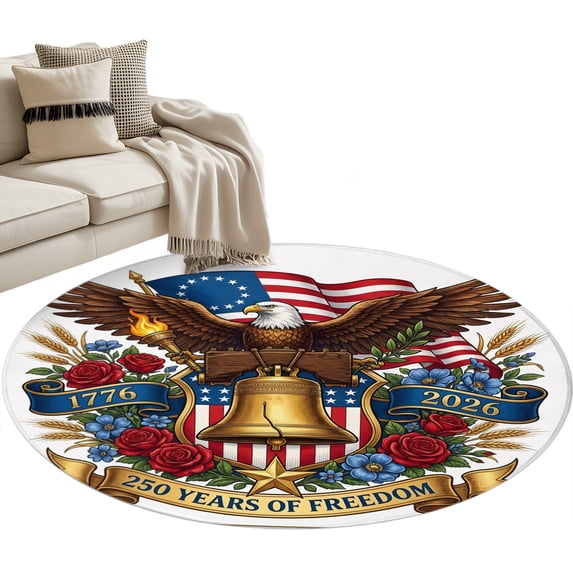 1776-2026 USA Flag Round Rug 3ft Washable Circle Entryway Rugs Non Slip ...