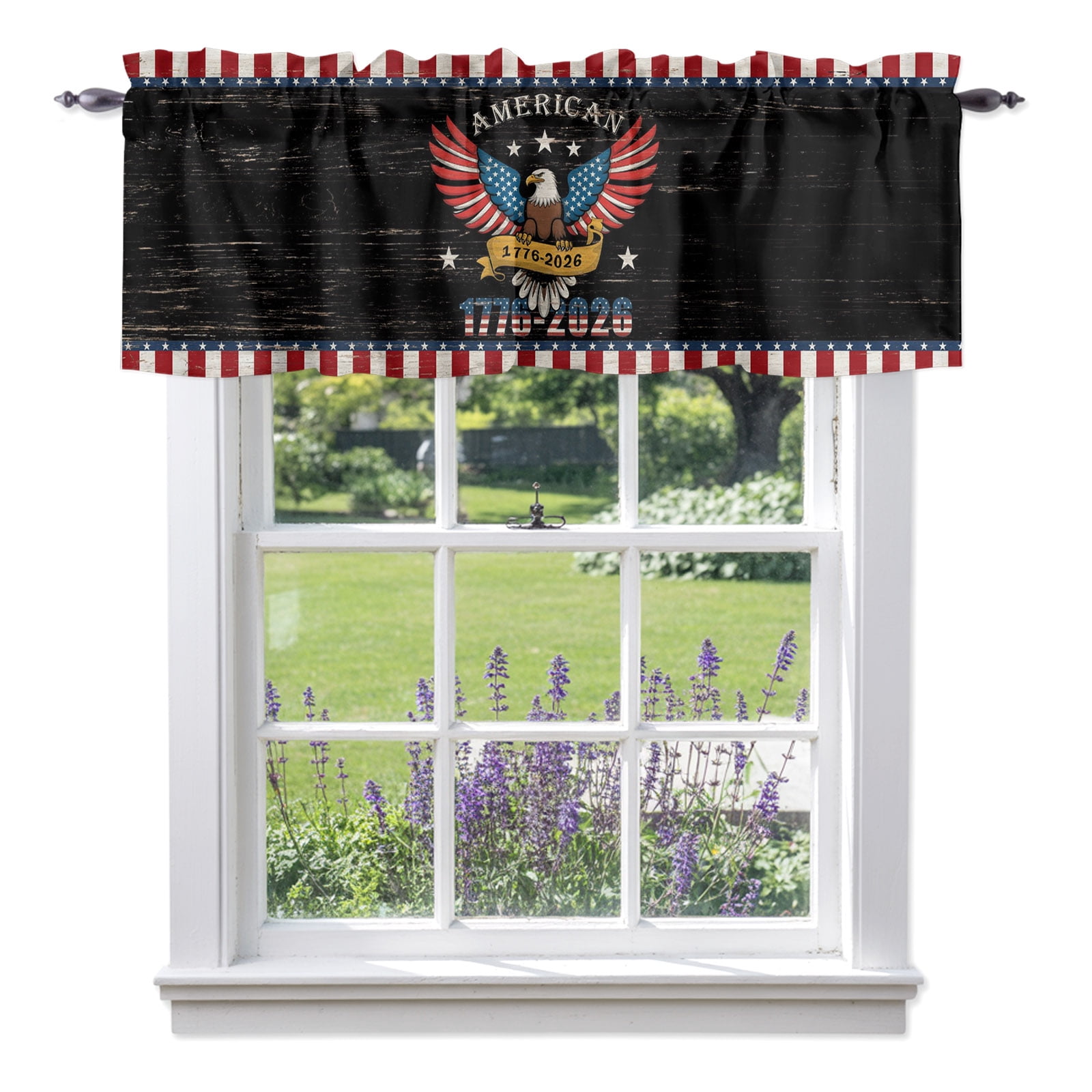 1776-2026 Valances for Windows, July 4th American Bald Eagle Stars and ...