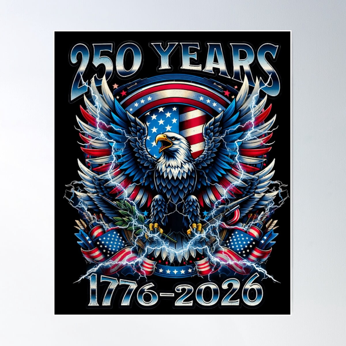 1776 250Th Anniversary Us Flag America 250 Years Decor Unframed Paper ...