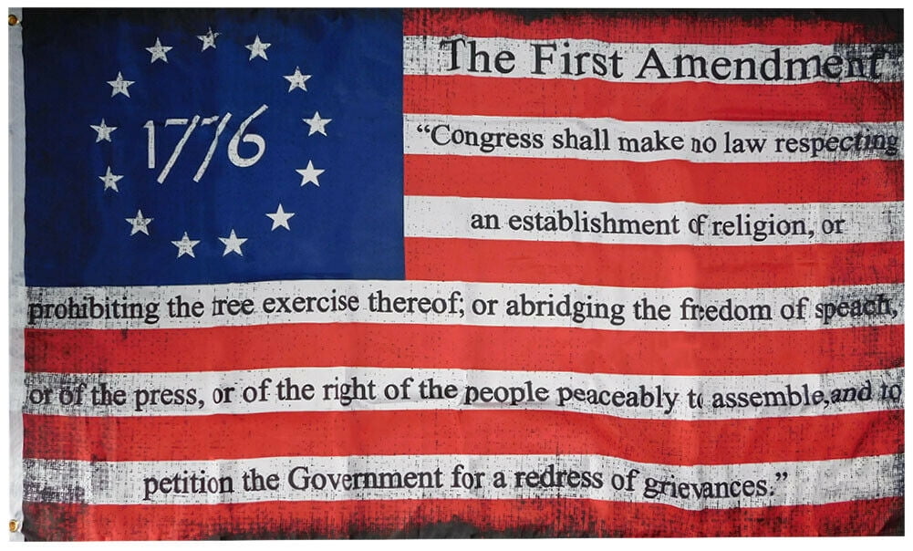 1776 Bill Of Rights First Amendment Betsy Ross Distressed 100D 3x5 Flag ...