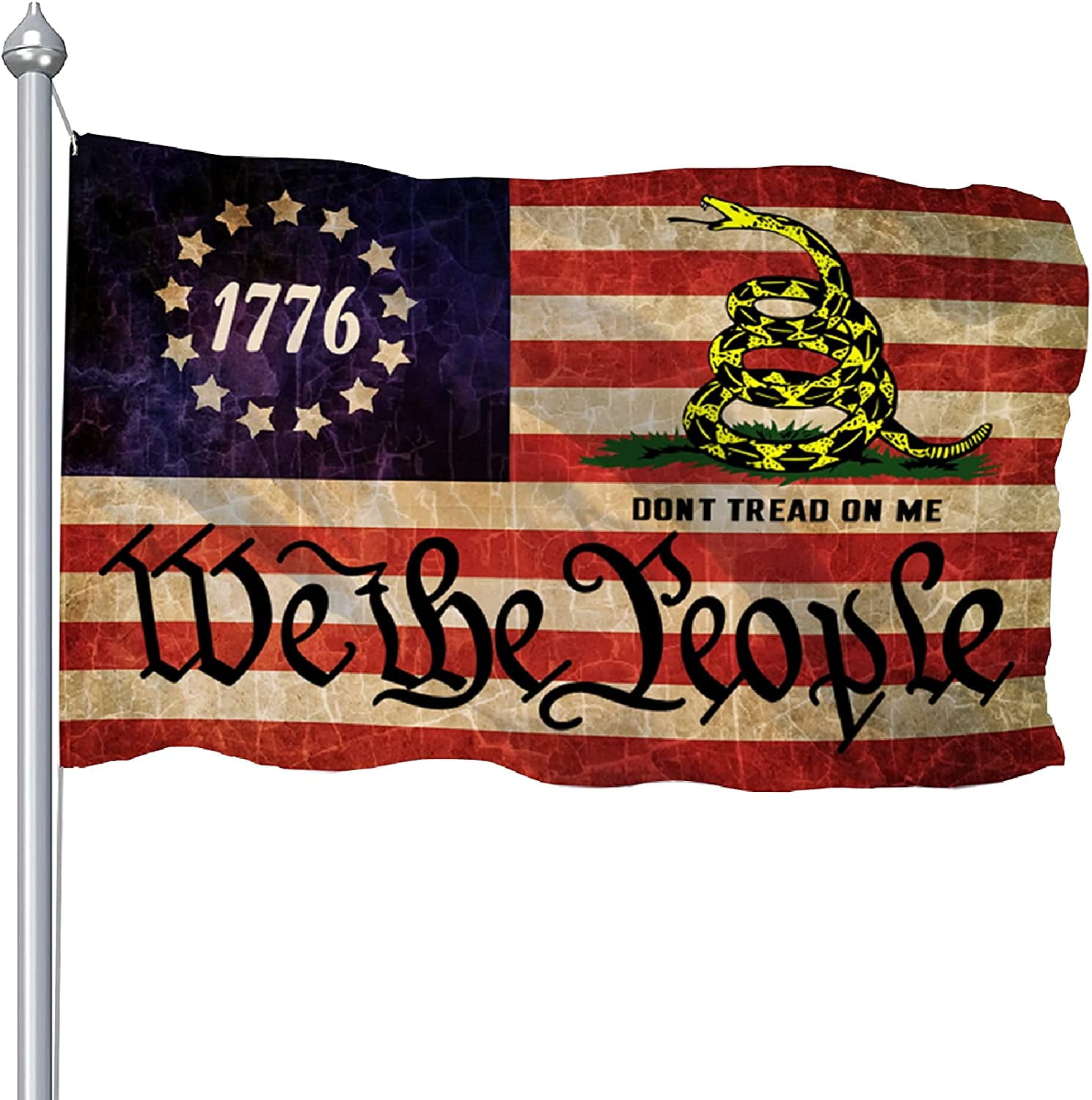 1776 Dont Tread On Me Flag, We The People Gadsden Flags Banner, Double ...