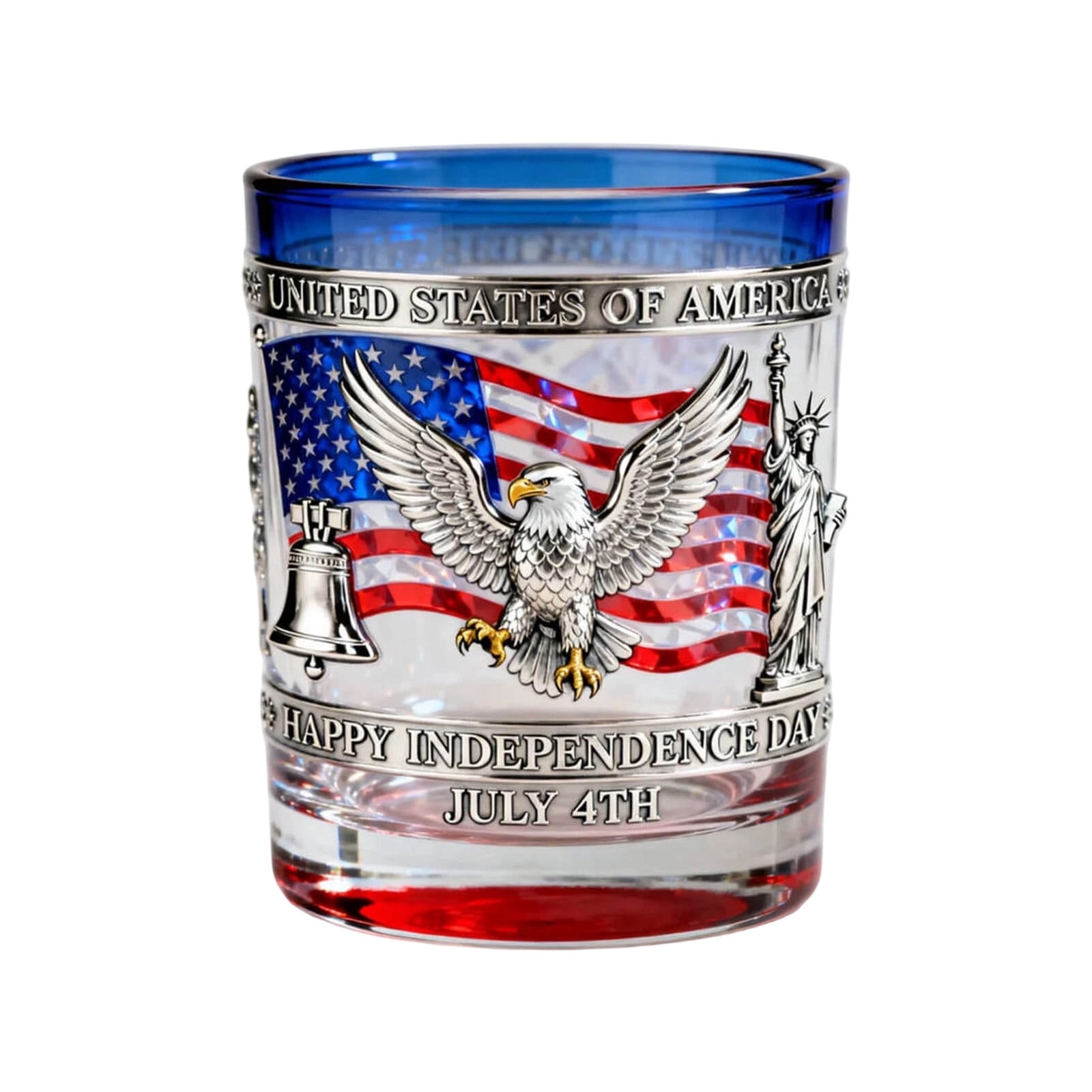 1776 Independence Day Whiskey Glasses with Flag Print, 10oz Patriotic ...