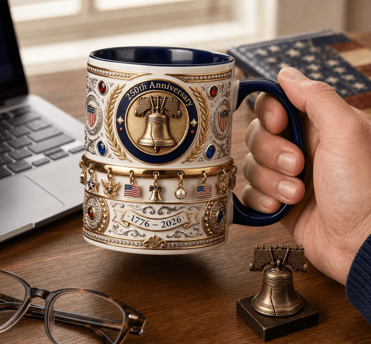 1776 Liberty Bell Accent Mug, America 250th Anniversary Patriotic ...