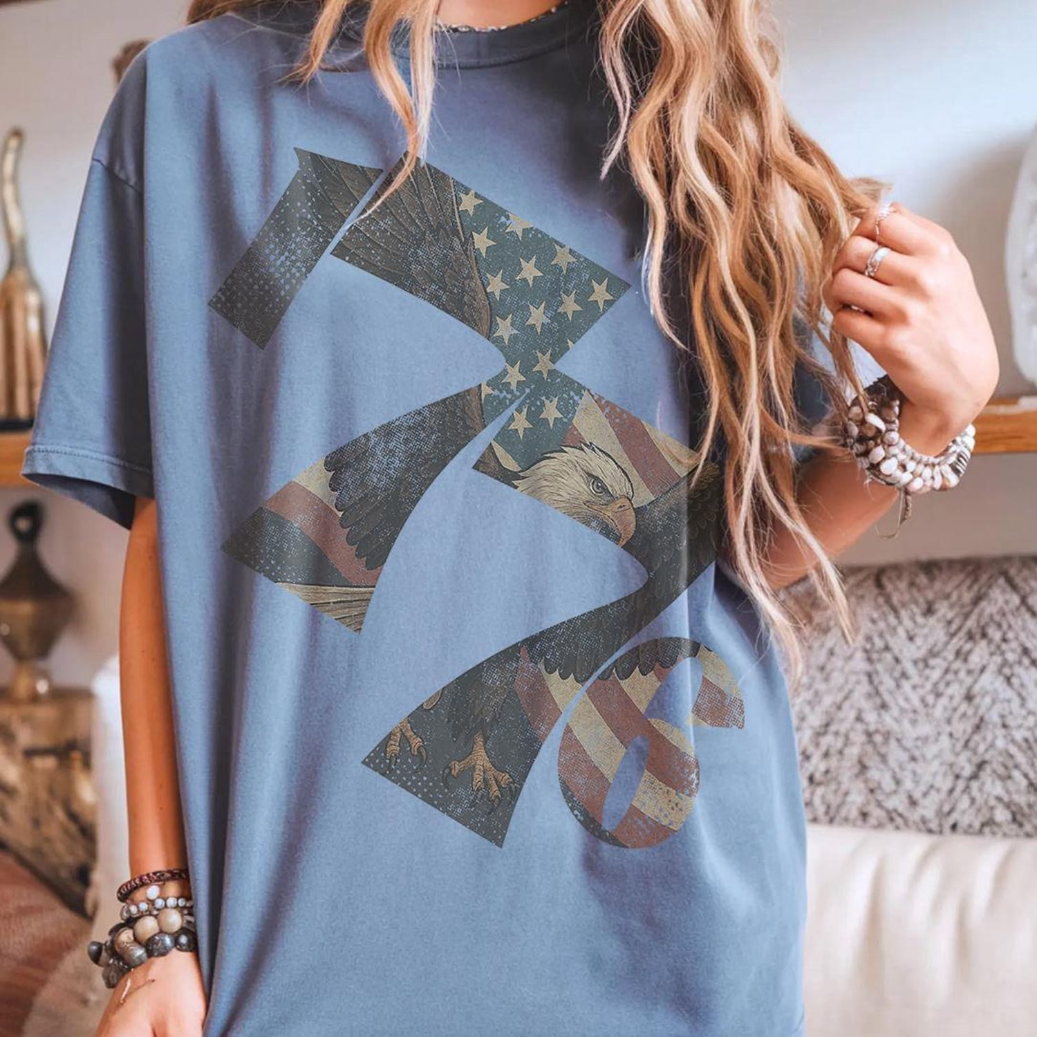 1776 Retro 4th of July Bald Eagle T-shirt | 250th Anniversary Stars ...