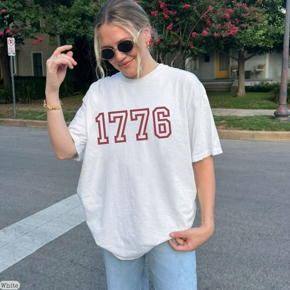 1776 Simple Patriotic Shirt Large Number Independence Heritage Casual ...