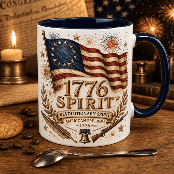 1776 Spirit Mug 3D Effect Revolutionary Spirit American Freedom ...