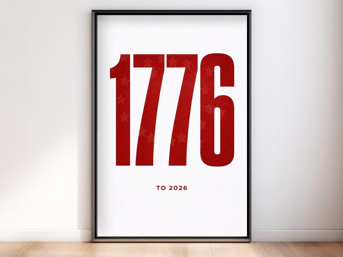 1776 To America 250 Years Anniversary Art Bold Typography Print Decor ...
