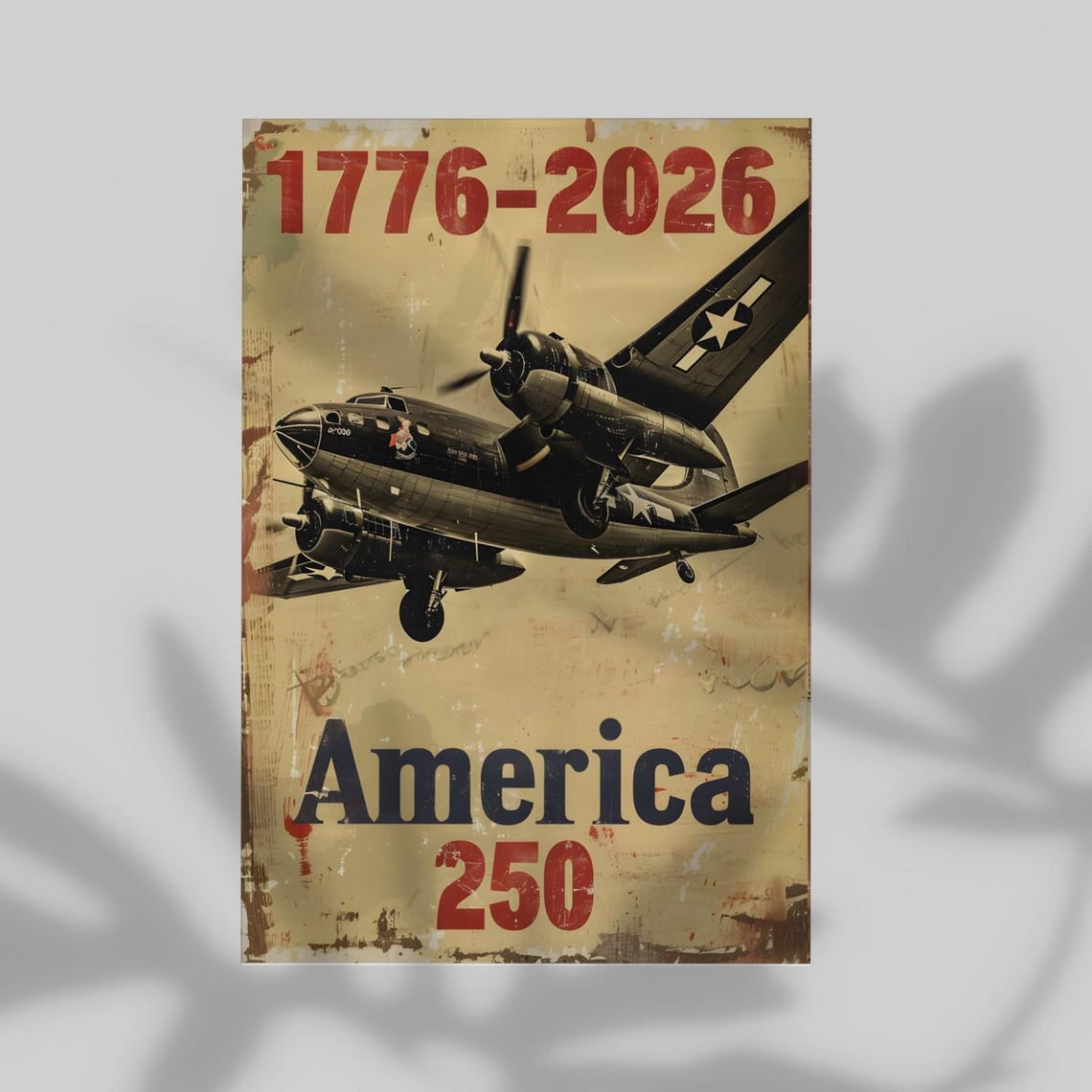 1776 USA Classic Military Plane 250 Years America 4th of July Modern ...
