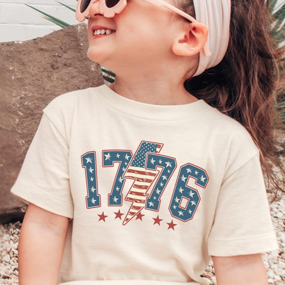 1776 Varsity Toddler Shirt - Retro Patriotic Kids Tee - Usa Flag Shirt ...