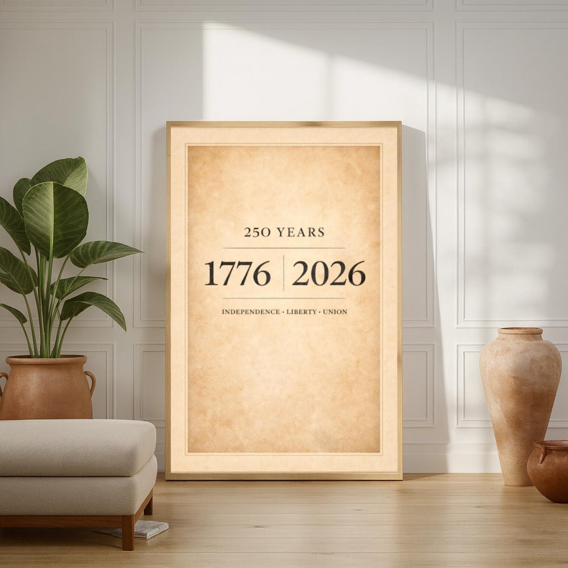 1776-Vintage Typography USA 250 Years Anniversary Parchment Minimal ...
