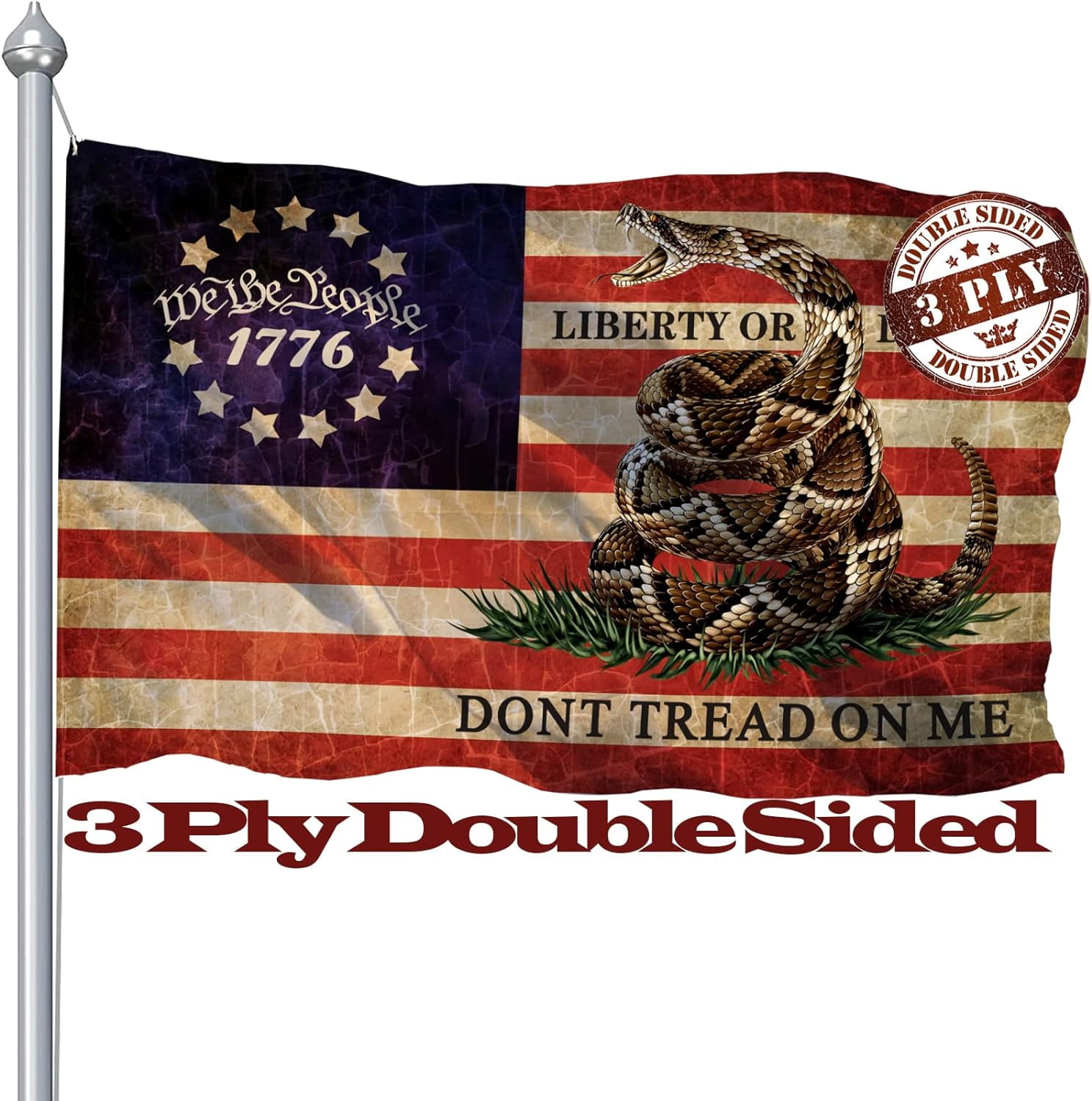 1776 We The People Flag 3x5 Ft For Outside, Double Sided Dont Tread On ...
