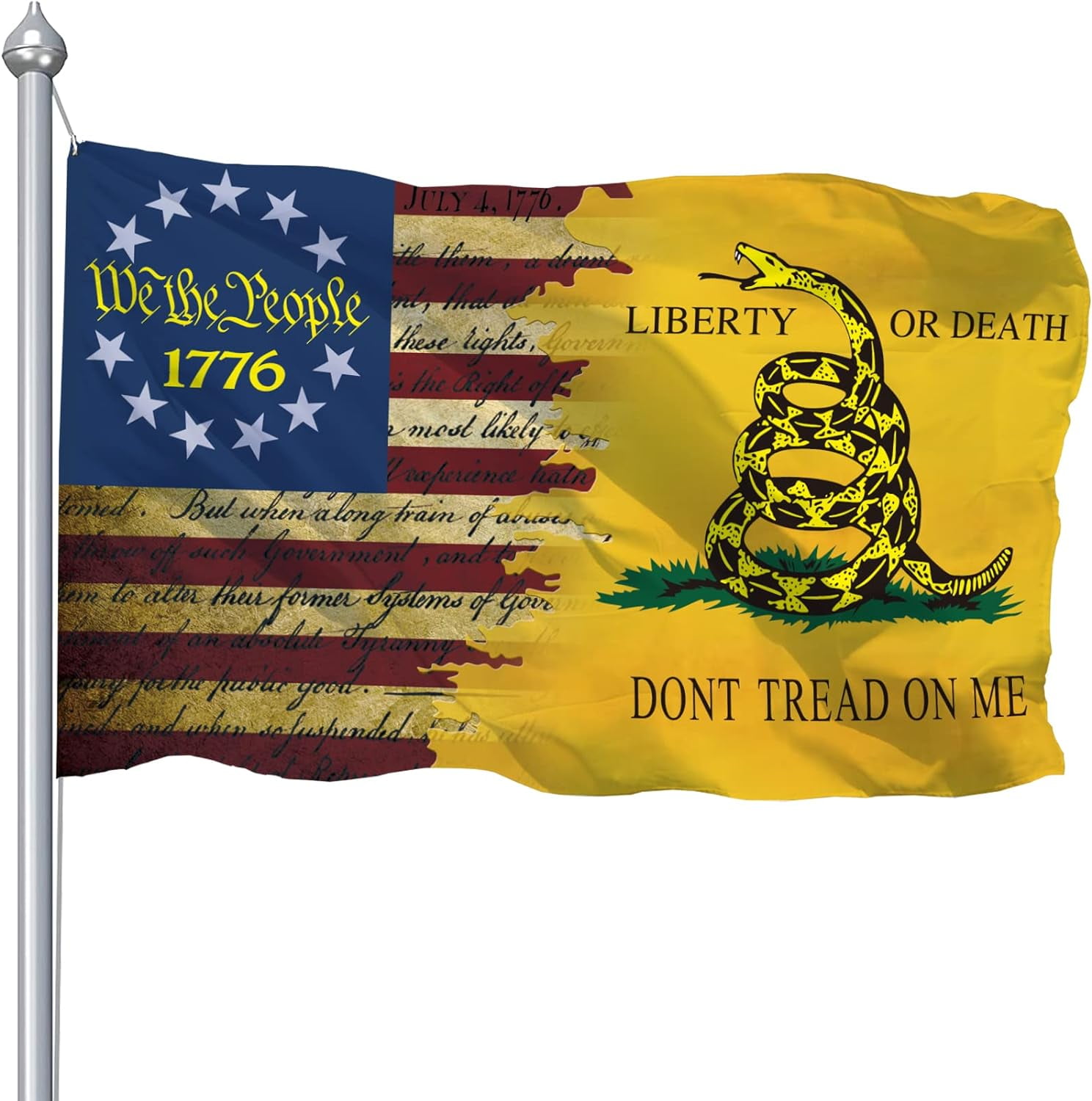 1776 We The People Flag , Gadsden Dont Tread On Me Flags Banner, Double ...