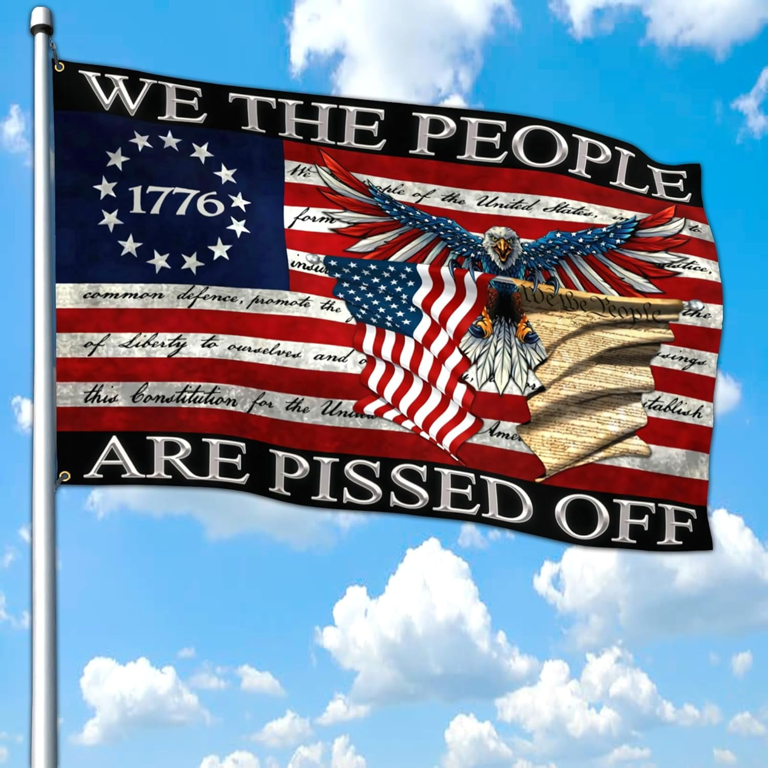 1776 We The People are Pissed Off Flag 2X3 ft Retro American Eagle Flag ...