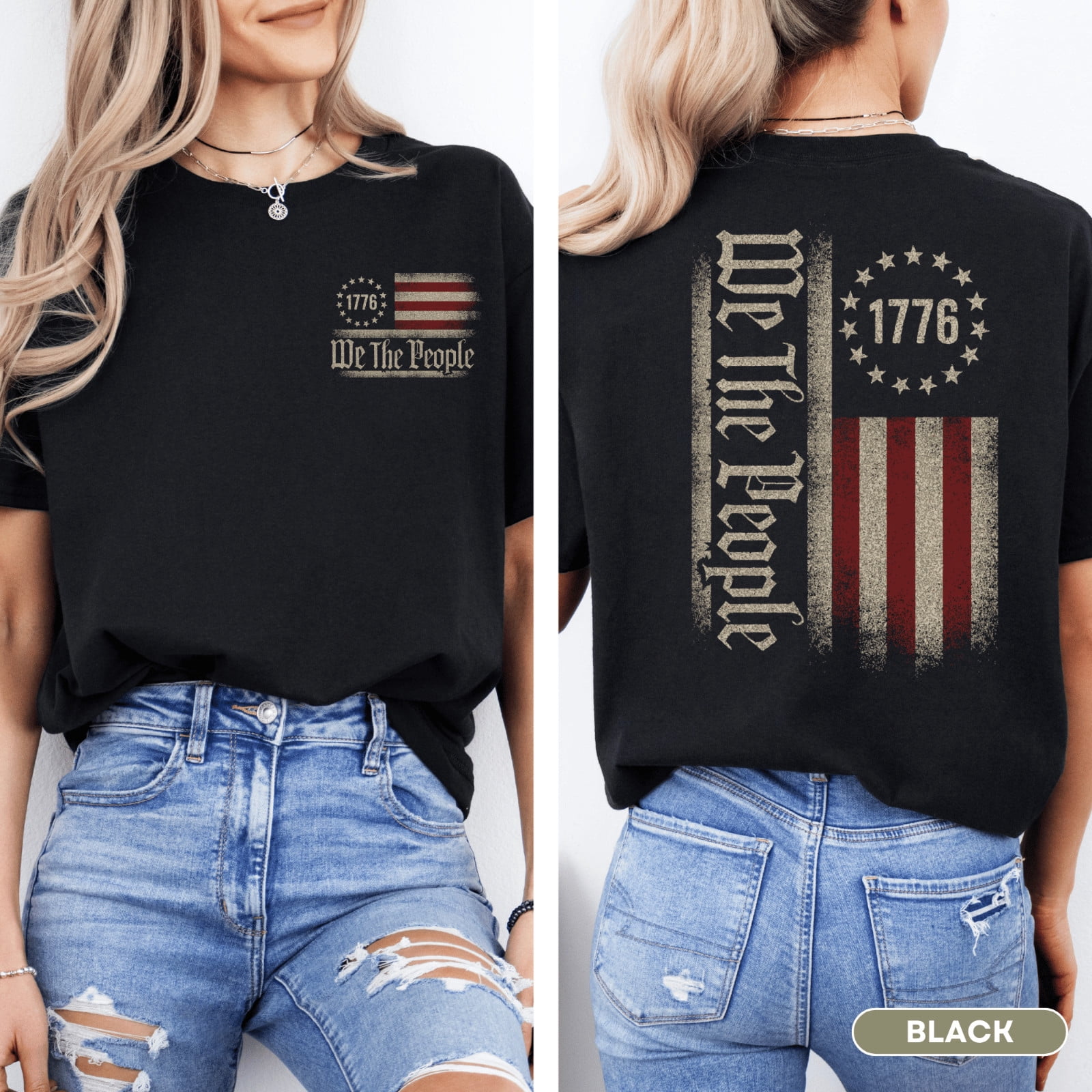 1776 We the People Patriotic America Flag Constitution Heritage T-Shirt ...