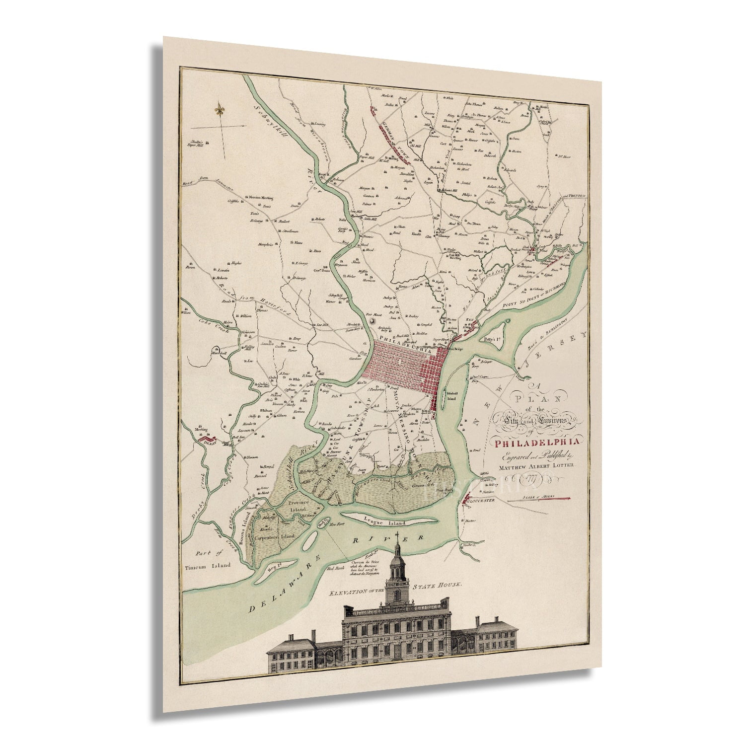 1777 Map of Philadelphia Pennsylvania - Vintage Map of Philadelphia ...