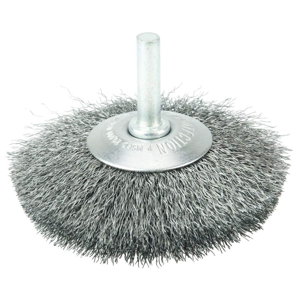 17915 3" Stem-Mounted Concave Crimped Wire Wheel, .008" Steel Fill, 1/4 ...