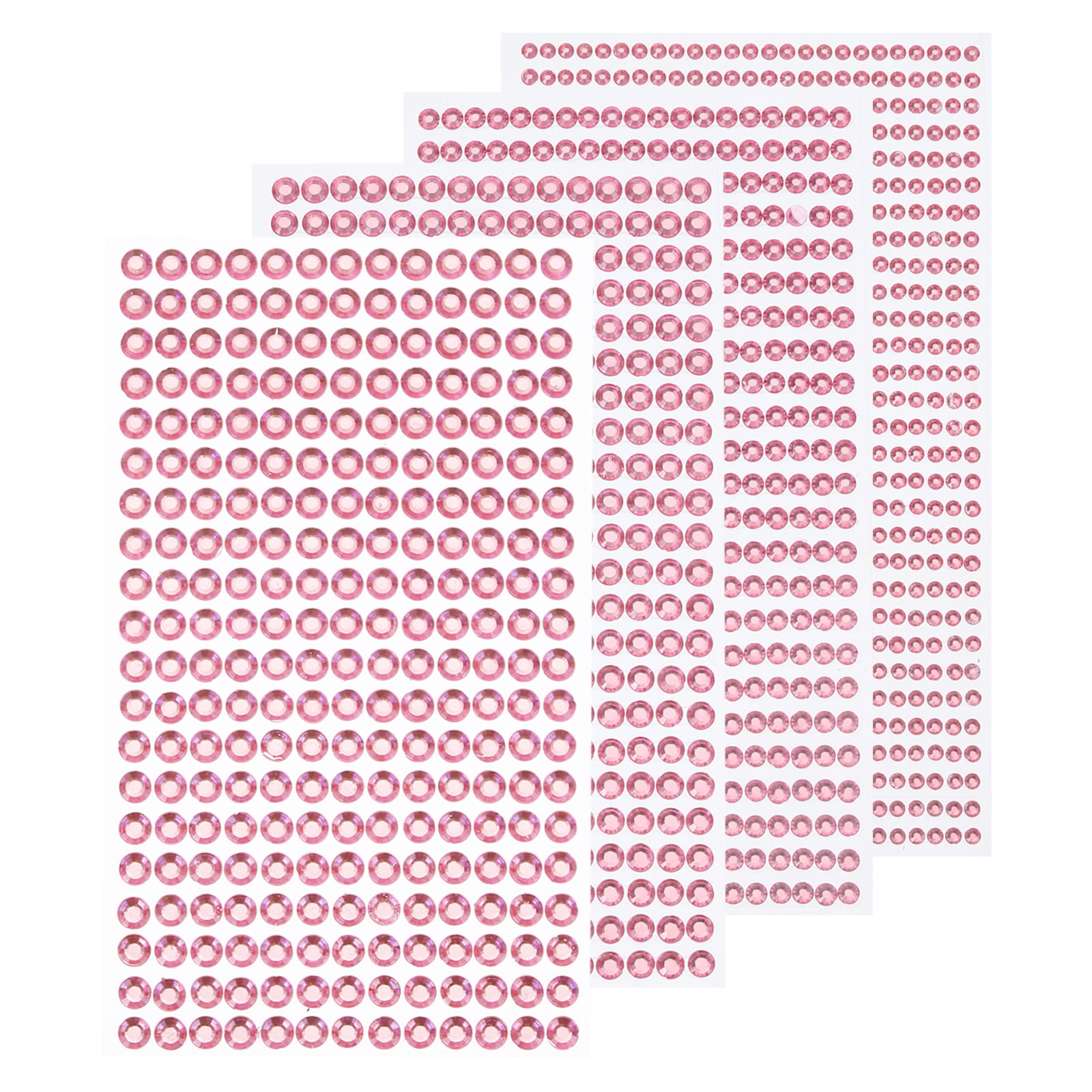 Uxcell 1792 Pcs 4 Sheets Light Pink Rhinestone Stickers 3/4/5/6 mm Self ...