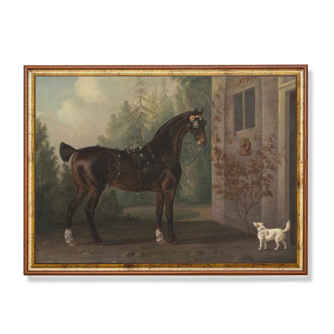 1796 Equestrian Poster Black Horse and White Dog, Country Manor Art ...