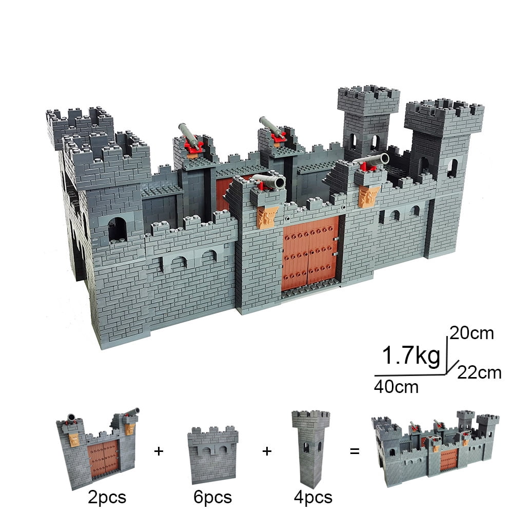 1796pcs Military Middle Ages Castle City Wall Gate Attic Tower MOC ...