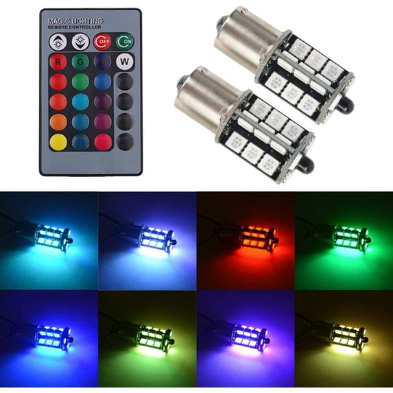 1797 1156 LED RGB Bulb Amber White Red Multicolor 16 Color Changing ...