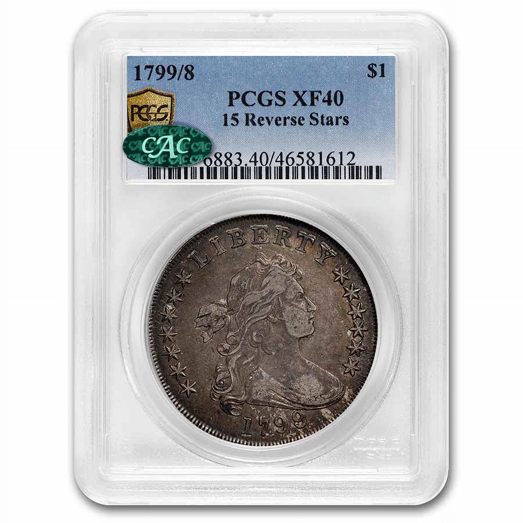 1799/8 Draped Bust Dollar XF-40 PCGS CAC (15 Reverse Stars) - Walmart.com