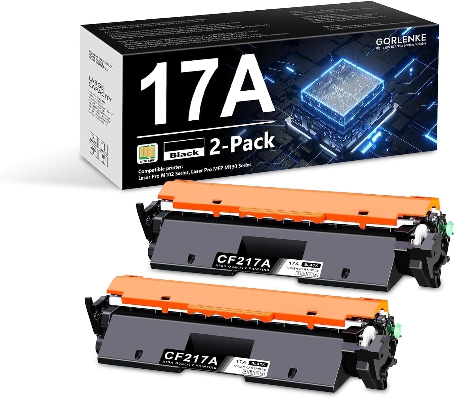 17A CF217A Toner Cartridge 2 Pack with CHIP, 17A Toner Cartridge CF217A ...